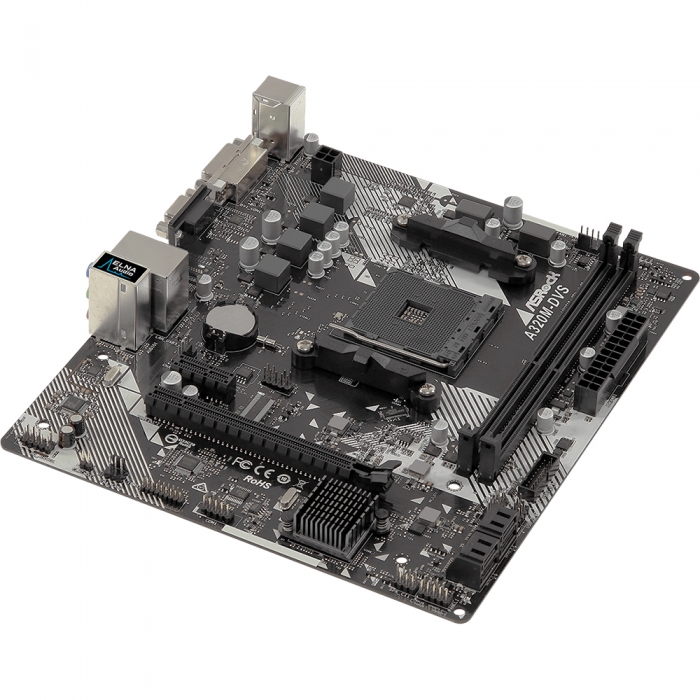 Мат. плата AM4 (mATX) ASROCK A320M-DVS R4.0 (2xDDR4, VGA, DVI-D)A320M ...